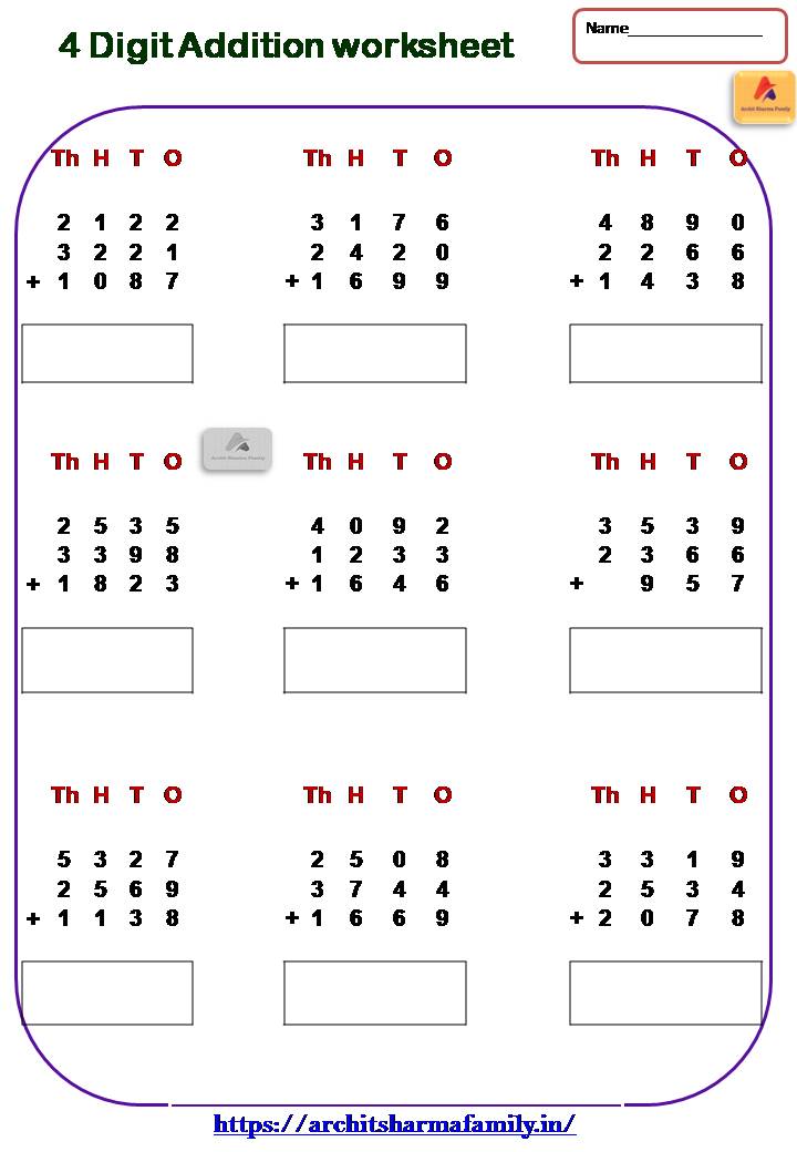 Class 3 Maths Worksheet – Archit Sharma