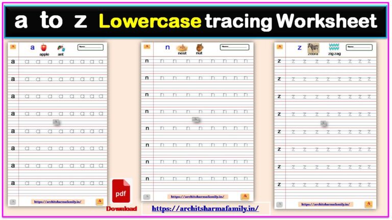 Small (Lowercase) Letter a to z Printable Writing Worksheet – Archit Sharma